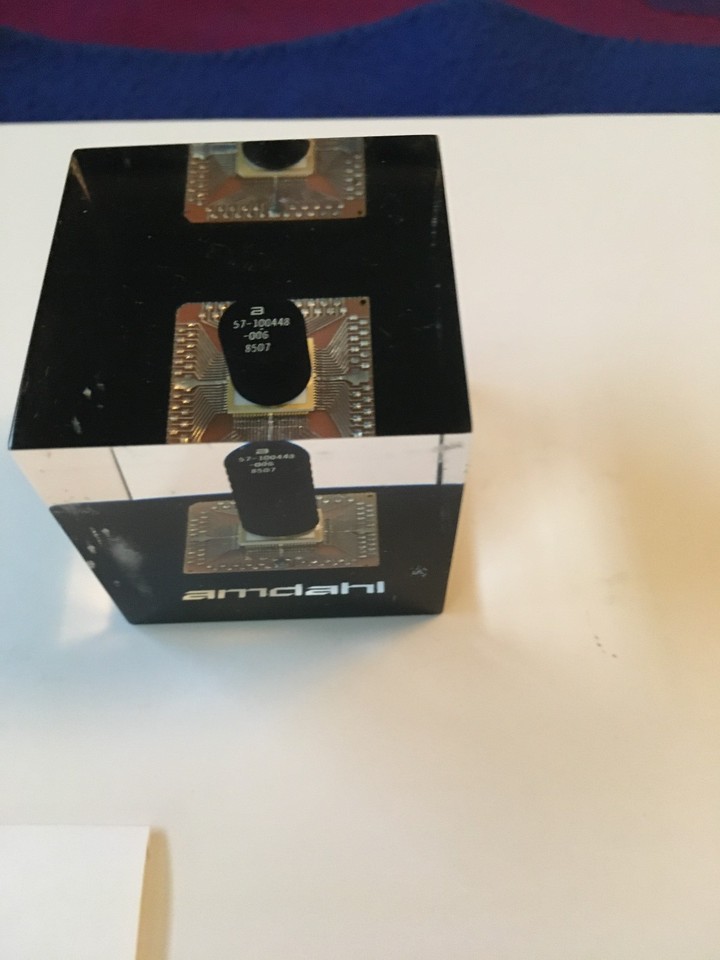 Amdahl 5860 Mainframe CPU Wafer or Processing Chip Lucite Case **Rare ...