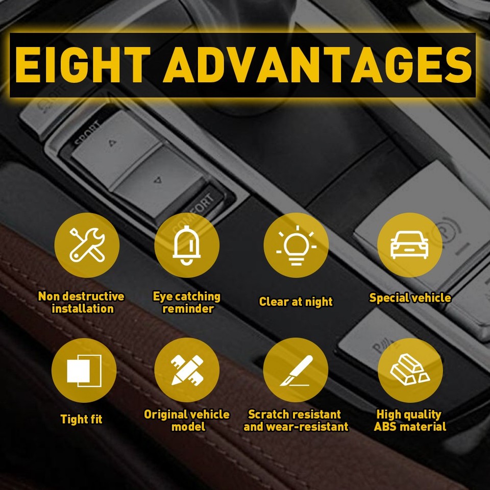 Silver Handbrake Gear Shift P Side Switch Panel Button Fits Cover BMW ...