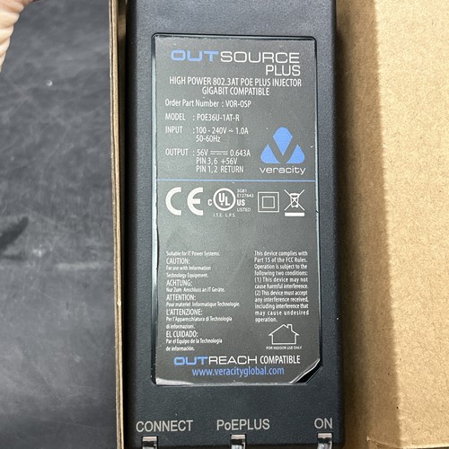 Outsource Plus POE Plus Single Port Injector VOR-OSP POE36U-1AT-R See ...