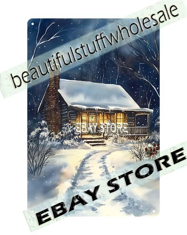 Cabin Path Tin Sign classic winter festive decor | eBay
