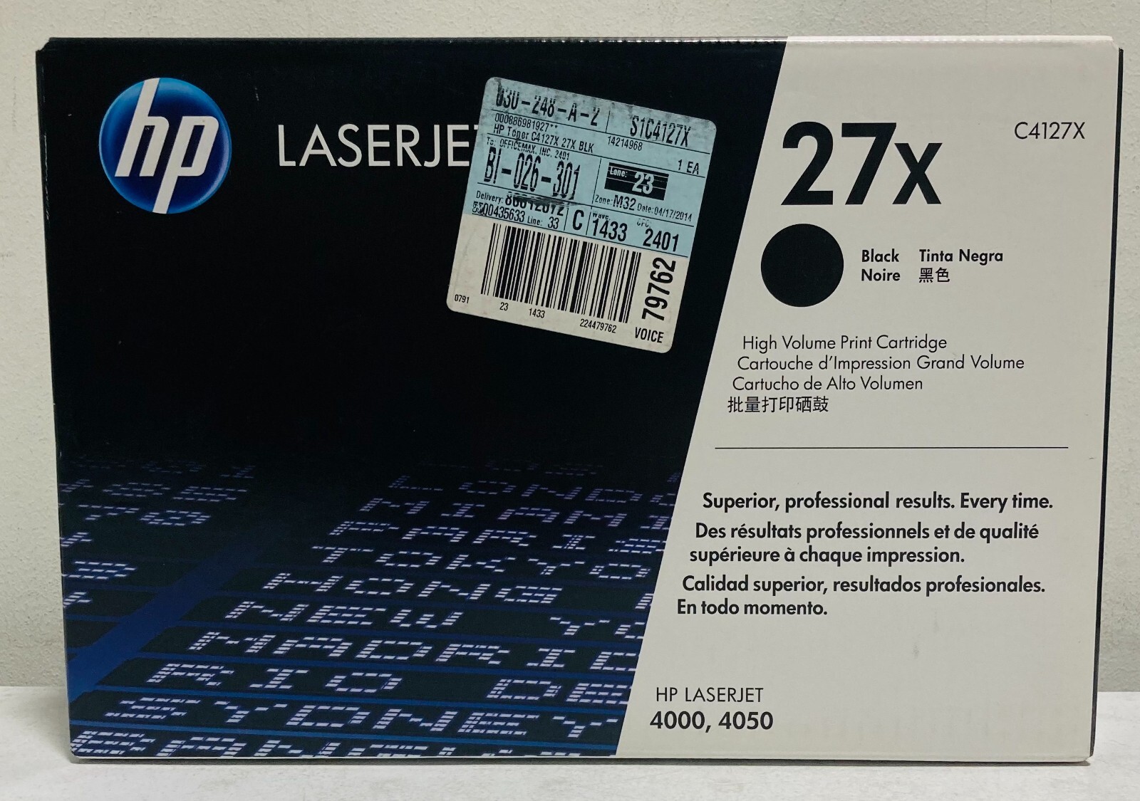 Genuine HP LaserJet 27X High Yield Black Toner Cartridge 4000-4050 ...