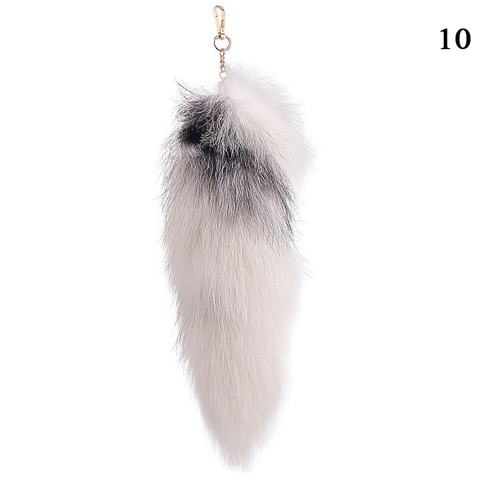 40cm Fluffy Faux Fox Fur Tail Keychain Tassel Bag Hanging Keyring ...