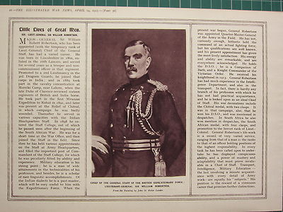1915 WWI WW1 PRINT ~ LIEUTENANT-GENERAL SIR WILLIAM ROBERTSON ...