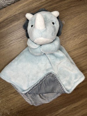 Carters Dinosaur Triceratops Plush Lovey Security Blanket Blue Striped ...