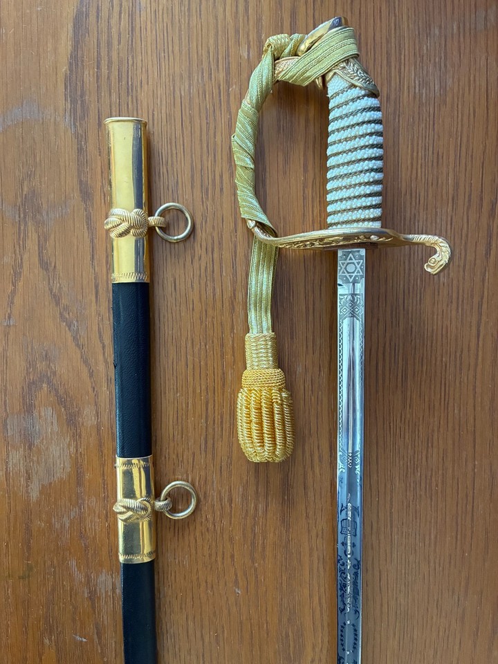 U.S. Naval Officer Sword with wrapped sword knot and Officer Sword Belt ...
