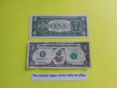 GRINCH DOLLAR U.S. $1 ONE DOLLAR BILL IN CIRCULATED CURRENCY GRINCH ...