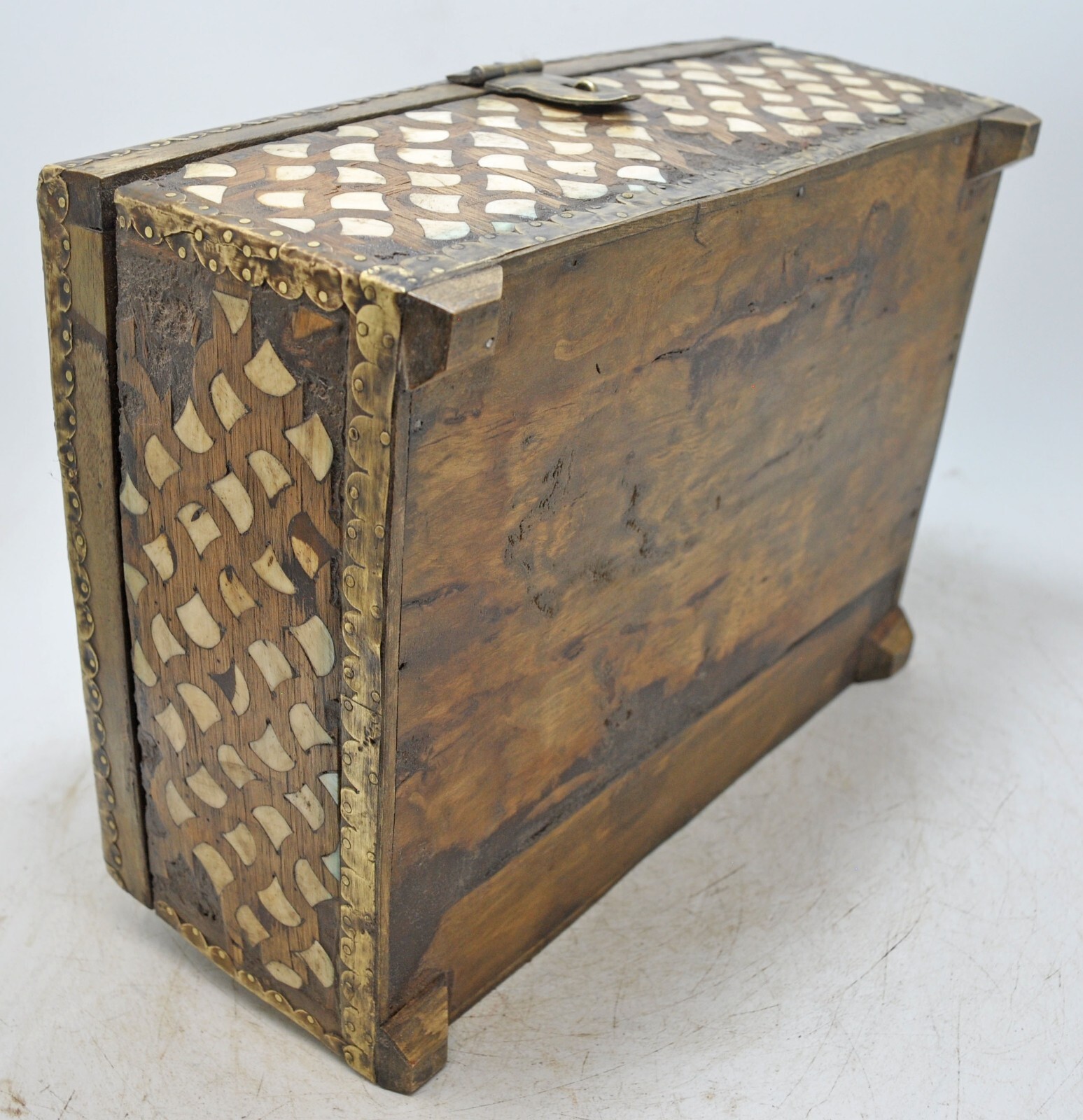 Antique Wooden Dome Shaped Storage Chest Box Original Old Inlay Work | eBay