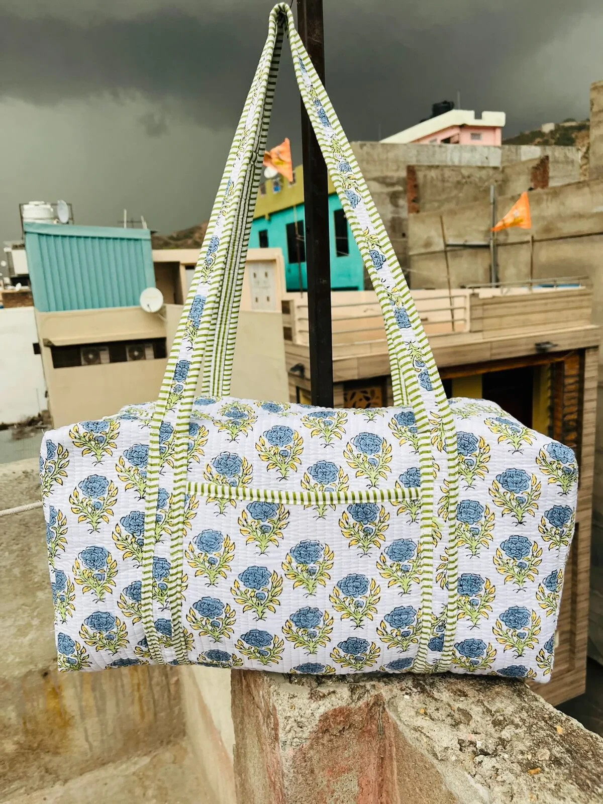 Large Cotton Patches Duffle Bags Blockprint Quilted Fabric Weekender ...