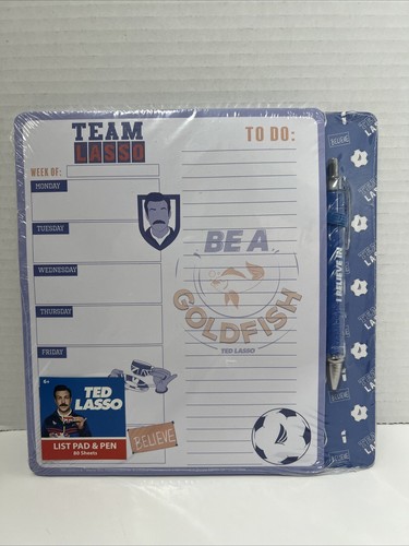 NEW Ted Lasso Notepad List Pad Paper Pen Team Lasso Be A Goldfish 80 ...