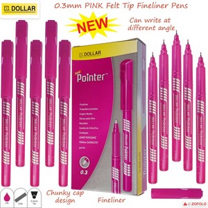 DOLLAR pointer 10 x 0.3mm Fine Liner PINK Pens Sketching Drawing ...