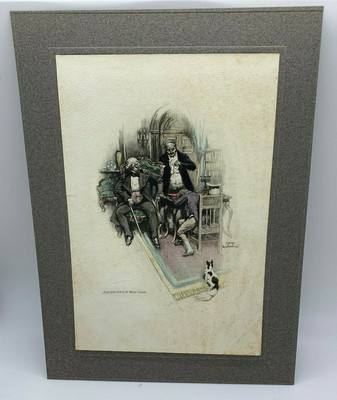 Herman Rountree Dunne 1904 Print Hand Tinted Men Cat Ephemera Paper ...
