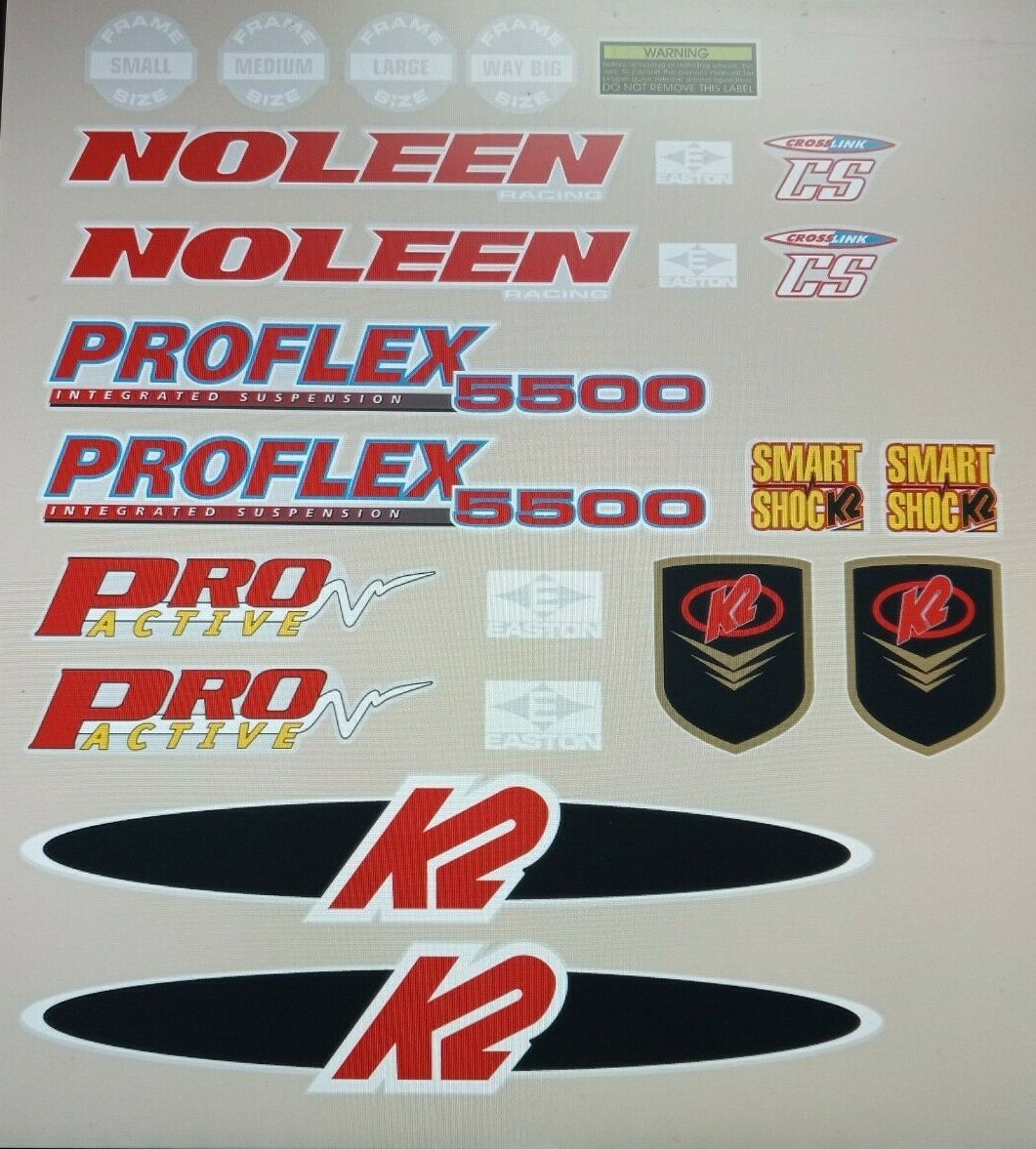 Sticker Decal Set fits K2 ProFlex 5500 Carbon Noleen CS Carbon Fork | eBay