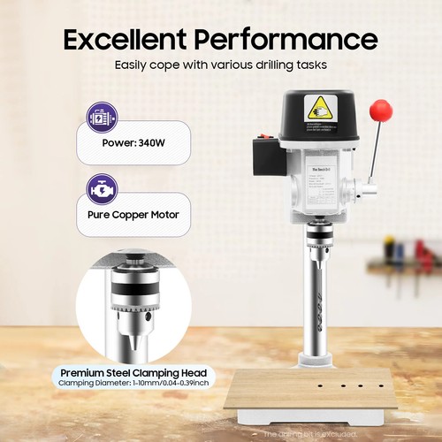 340W Mini Bench Drill Press, 3-level Adjustable Speed Corded Mini Table ...