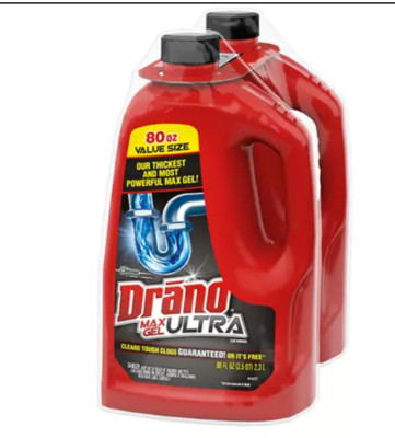 Drano Max Ultra Gel 80 oz., 2Packs Safe For All Pipes. | eBay