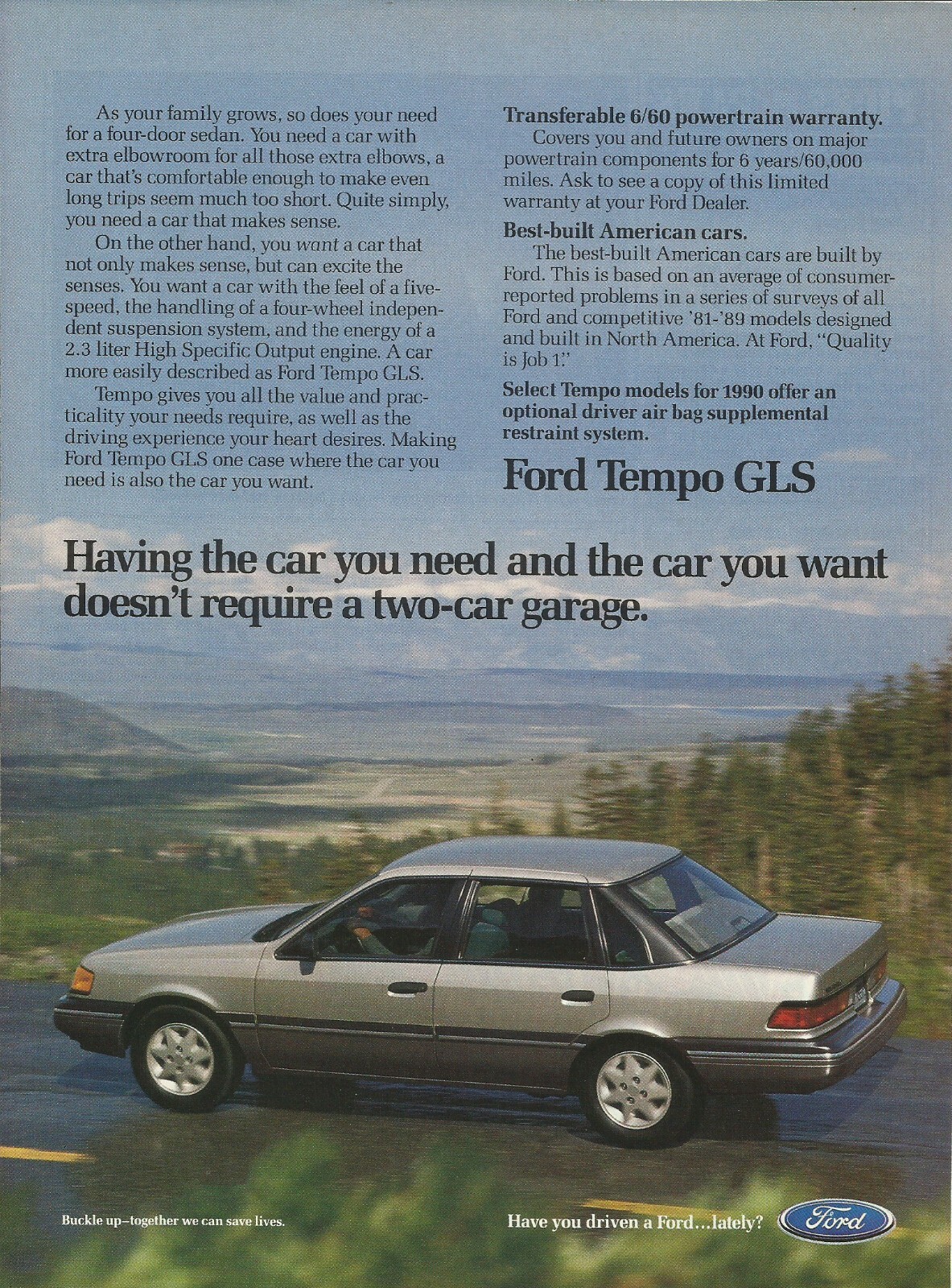 1989 Ford Tempo GLS 4-Door Sedan vintage print ad 80's Car ...