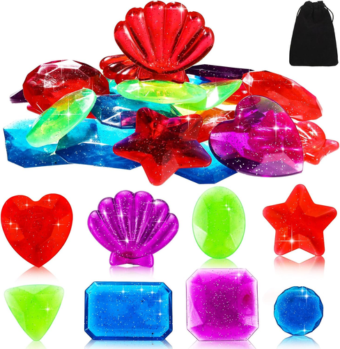 24 Pieces Big Dive Gem Pool Toys, Colorful Big Sinking Diving Gems Dive ...