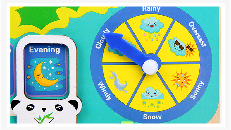 Montessori Wooden Toys Baby Weather Season Calendar Clock Time ...
