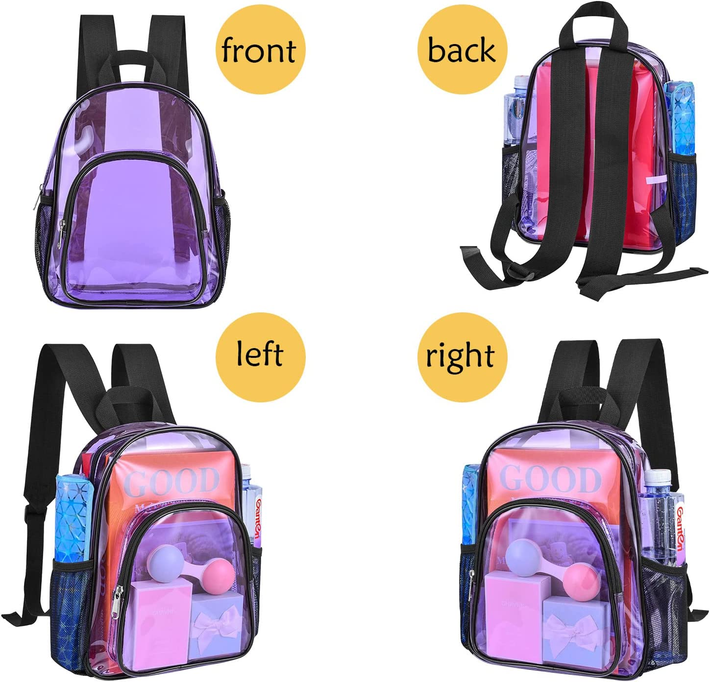 Small Clear Backpack Stadium Approved 12×12×6, Clear Mini Backpack with ...