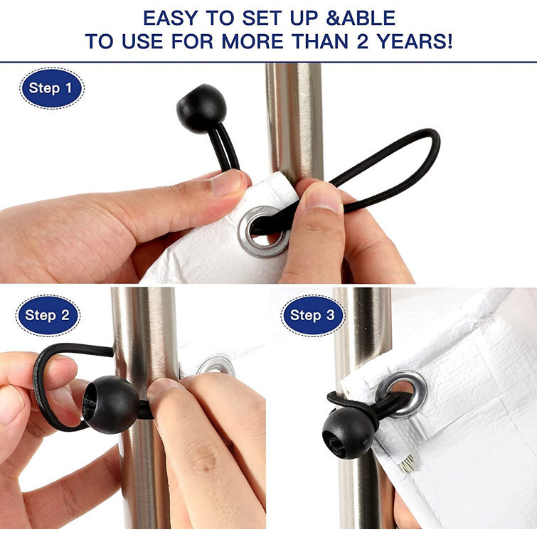 (50) NEW 6" Black Ball Bungee Bungie Cord Heavy Duty Canopy Tarp Tie ...