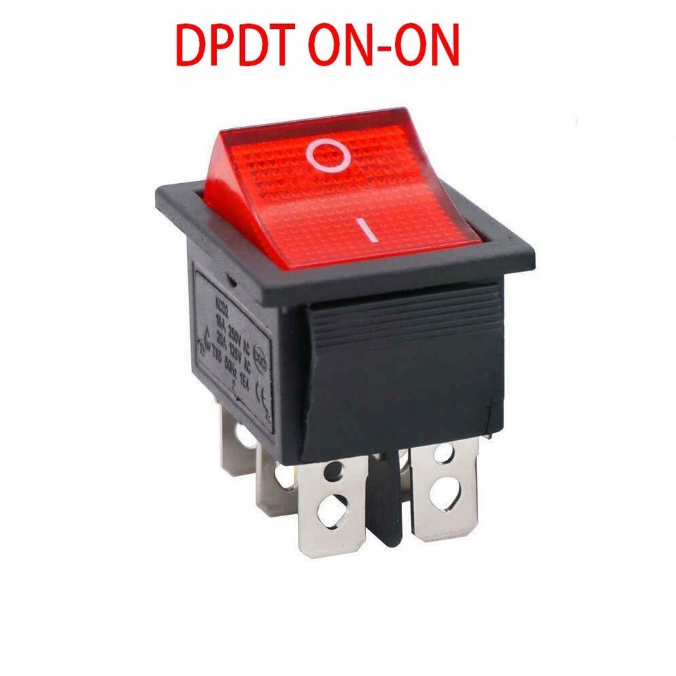 Panel Mount DPDT ONON Rocker Switch for Household Appliances with Red ...