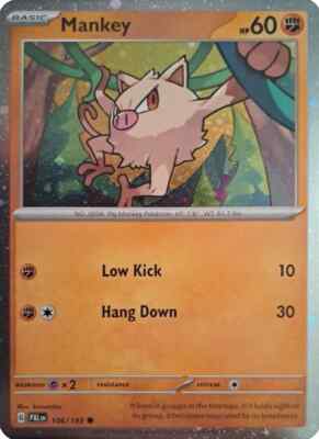 Mankey - 106/193 - Cosmos Holo NM, English Pokemon Paldea Evolved | eBay