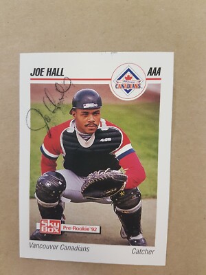 Joe Hall Autograph Photo SPORTS signed Baseball card MLB Vancouver ...