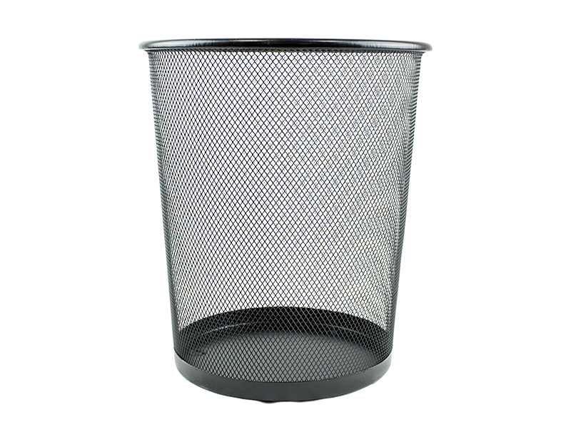 1 X BLACK CIRCULAR METAL WASTE PAPER BIN HOME DURABLE MESH CLASSIC ...