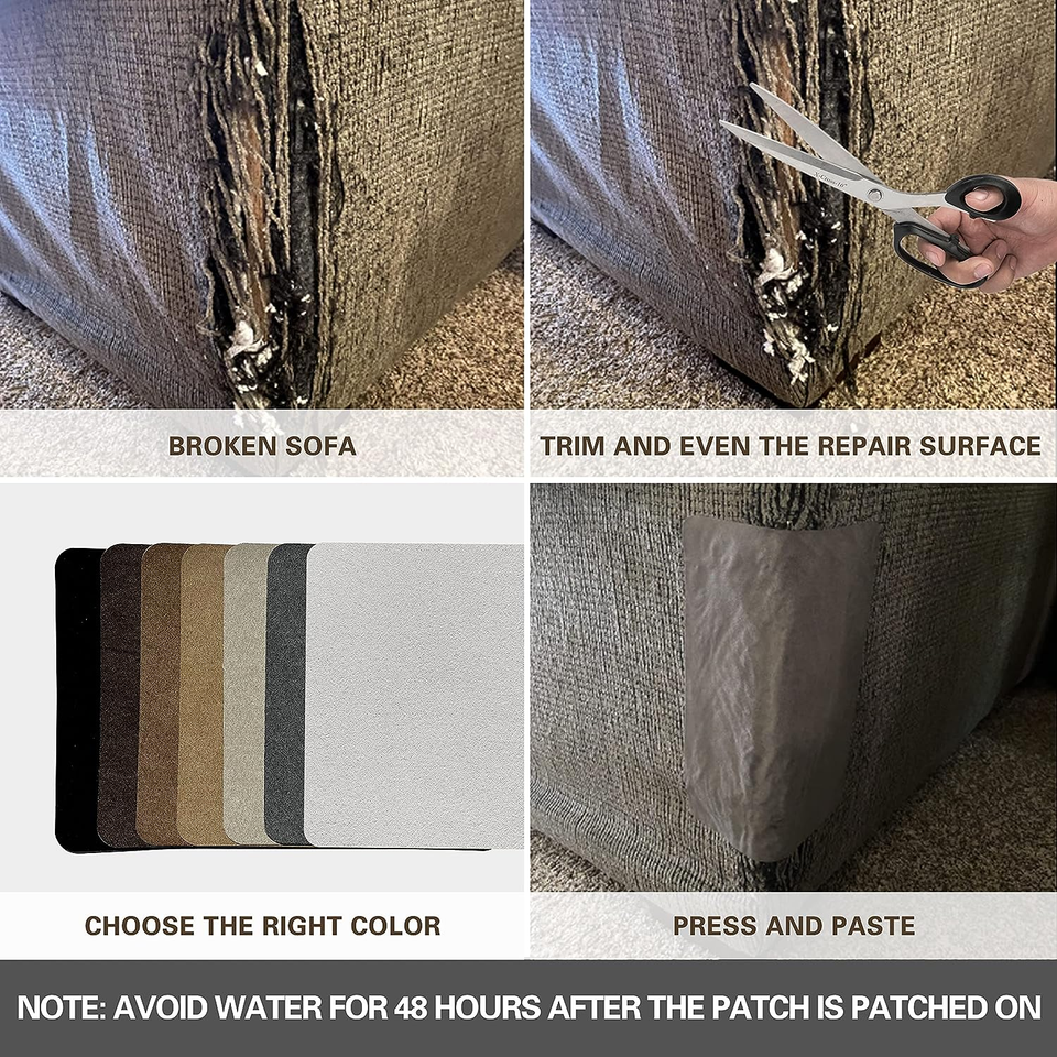 Azobur Sofa Fabric Repair Patch, 6 Piece Microfiber Patches, Self ...