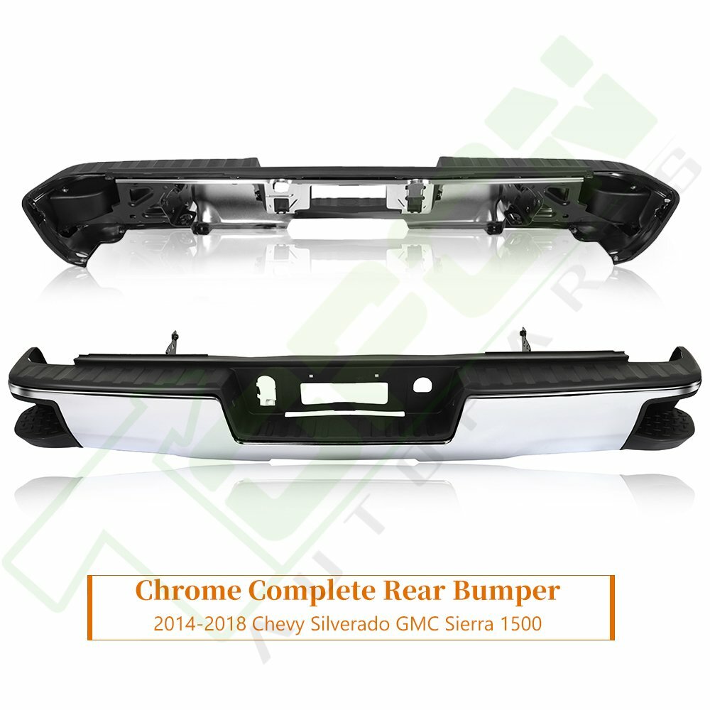 Chrome Rear Bumper W/O Sensor Hole for 2014-2018 Chevy Silverado GMC ...