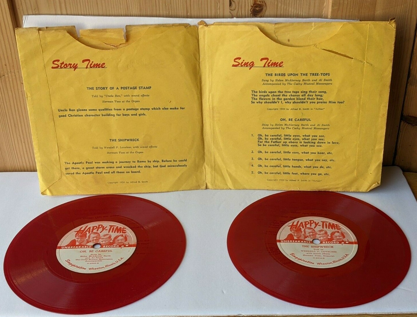 HAPPY TIME RECORDS UNBREAKABLE. CHILDRENS RED VINYL TWO RECORD SET ...