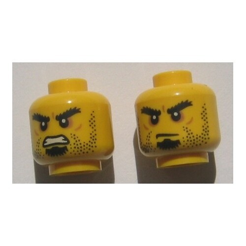 LEGO - Minifigure, Head w/ Beard Stubble, Black Goatee, Bushy Eyebrows ...