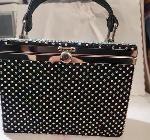 Small Black Silky Studded Purse Handbag | eBay