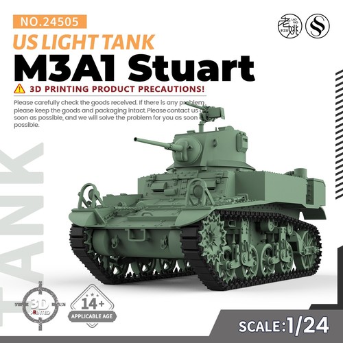 Army Tank Unpainted 1/24 Military Model Kit US M3A1 Stuart Light Tank ...