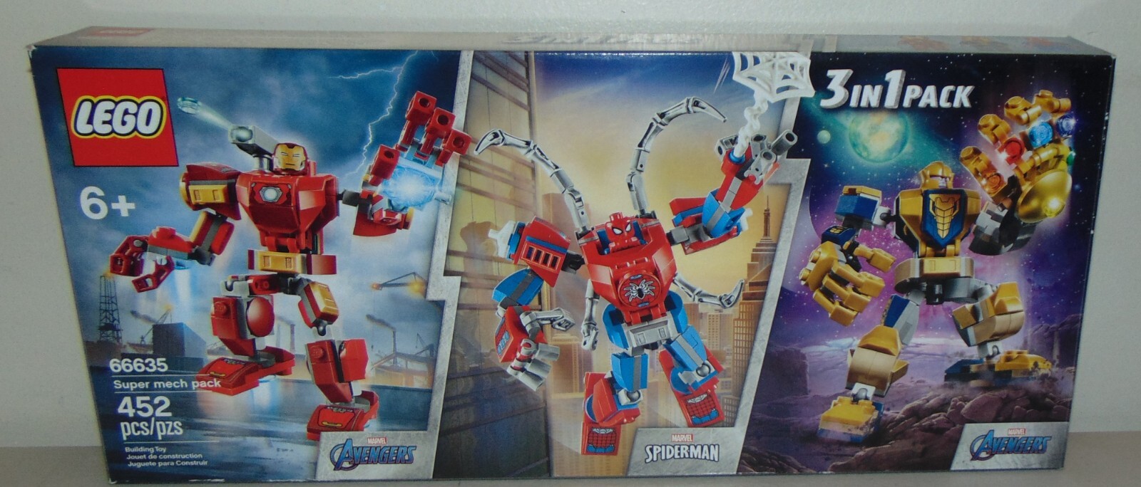 LEGO 452 pcs Avengers 3 in 1 Super Mech Pack Iron Man Spider-Man Thanos ...