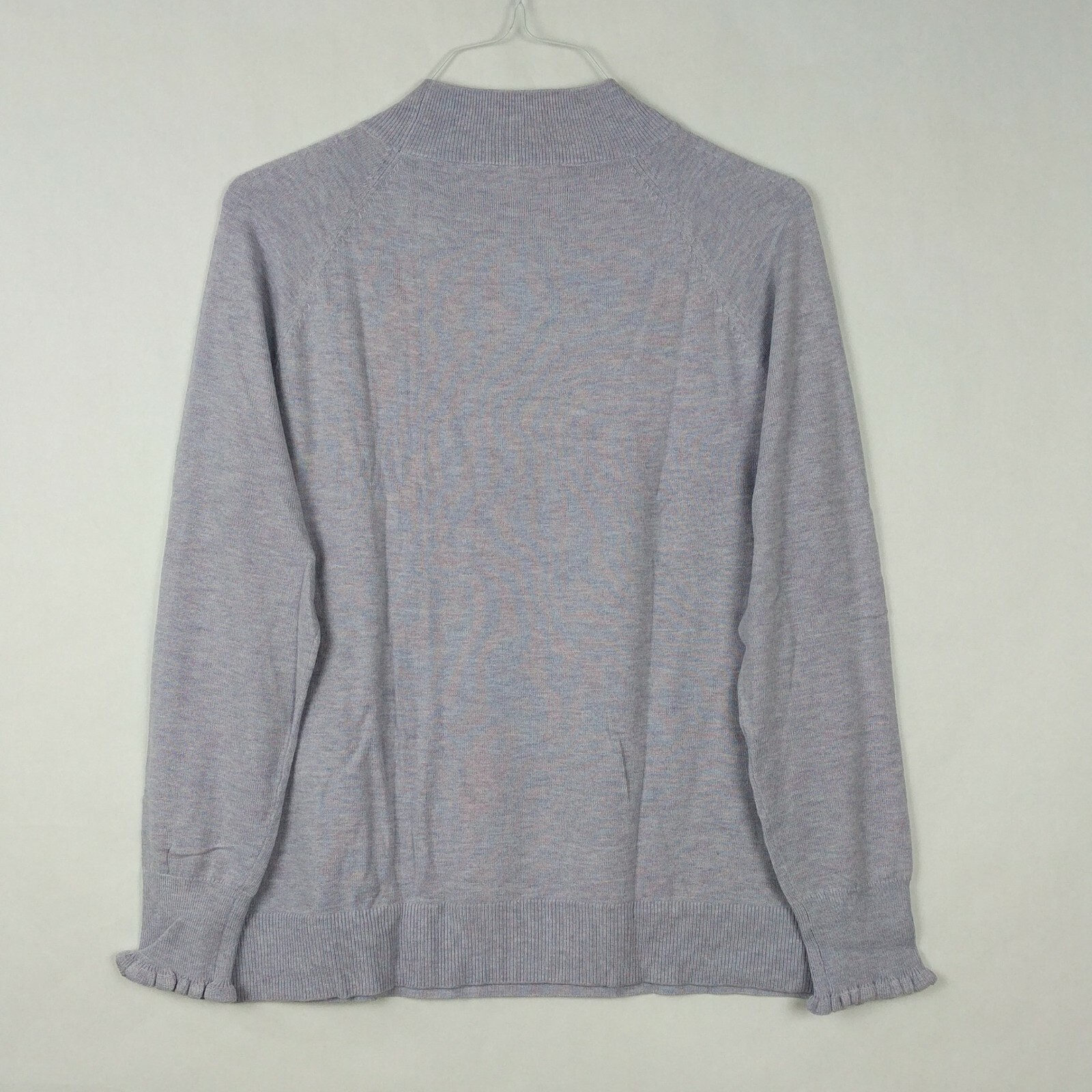 NEW LOFT Womens Large Sweater Purple Lilac Ruffle Cuff Mock Neck Long ...