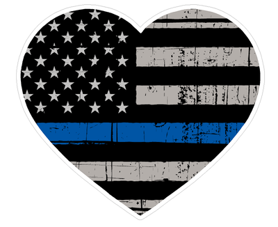 Heart Shape (V53) Thin Blue Line Vinyl Decal Sticker Love Car Laptop ...