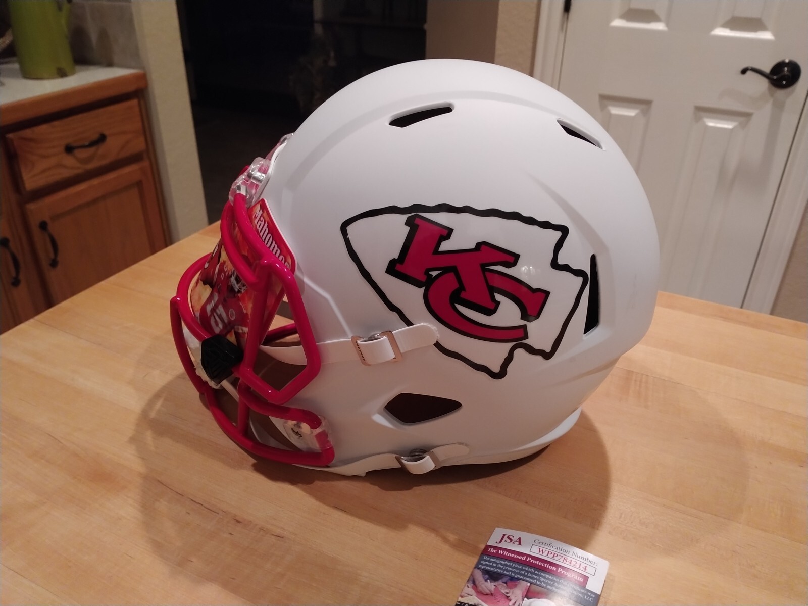 PATRICK MAHOMES JSA SIGNED AUTOGRAPHED FULL SIZE HELMET K.C. CHIEFS MVP ...