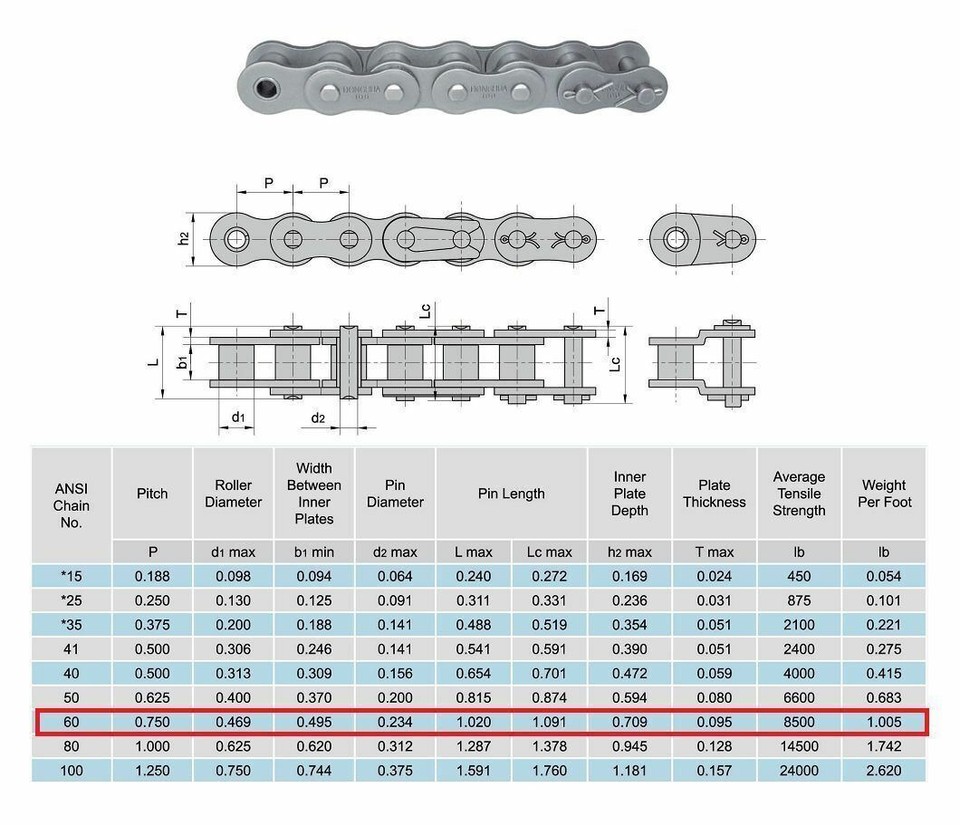 4-PIECES 60 Connecting Link, Roller Chain Master Link ANSI Standard ...