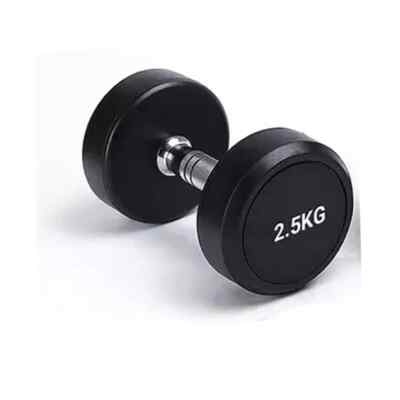 2.5KG Rubber Round Dumbbell Black Lifting Hand Weights Home Gym Fitness ...