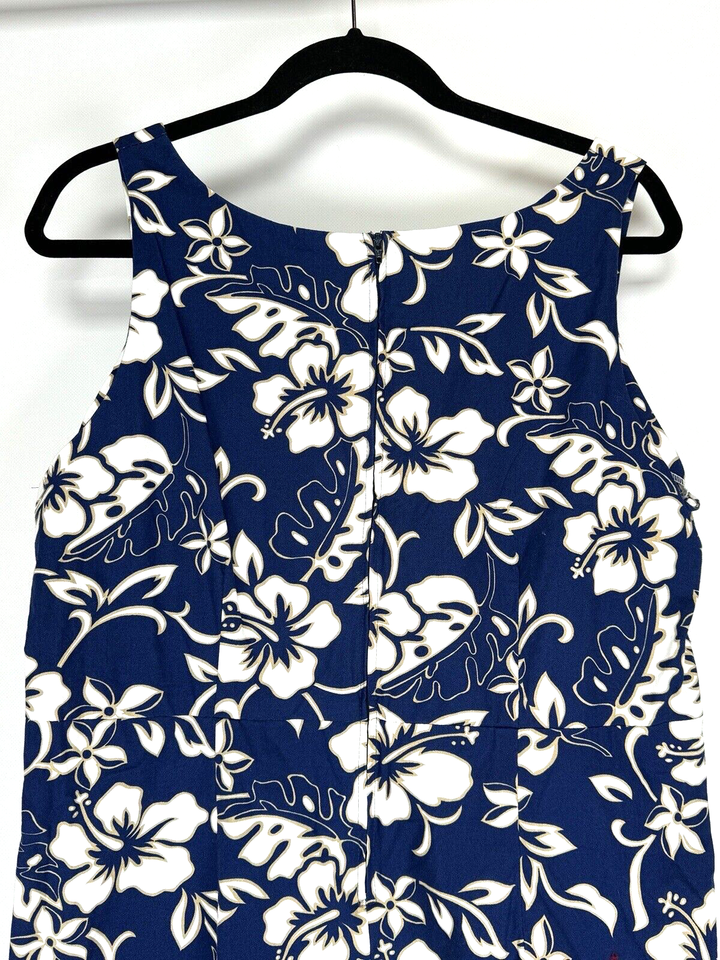 Hilo Hattie Hawaii Navy Blue Hibiscus Floral Sleeveless Aloha Midi Dress Sz 20 | eBay
