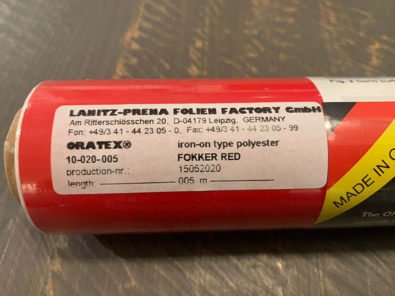 Oratex ORATEX Fabric 5 Meter Fokker Red ORA10020005 Airplane Covering ...
