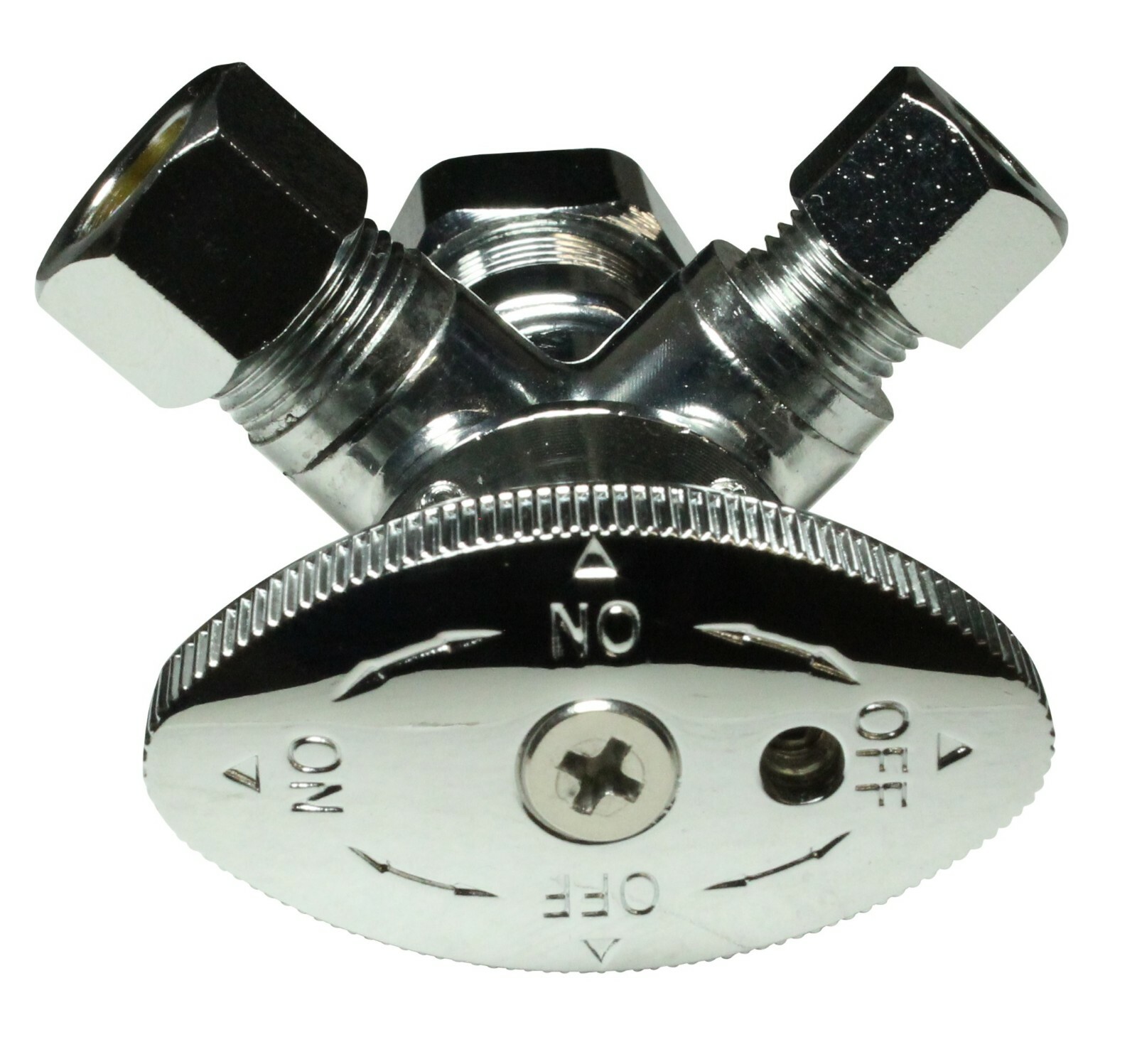 Dual Angle Stop Valve Quarter Turn 3/8 inch x 1/4 inch Outlet x 1/2 ...