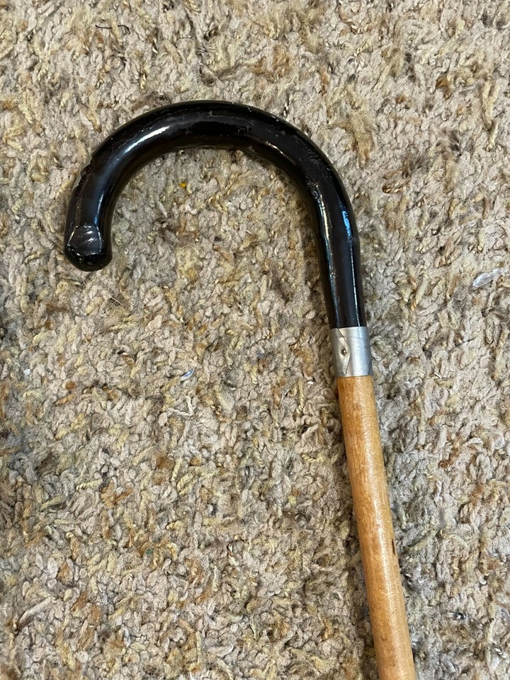 Vintage Wood Cane Curved Handle Gentleman's Walking Stick 36" | eBay
