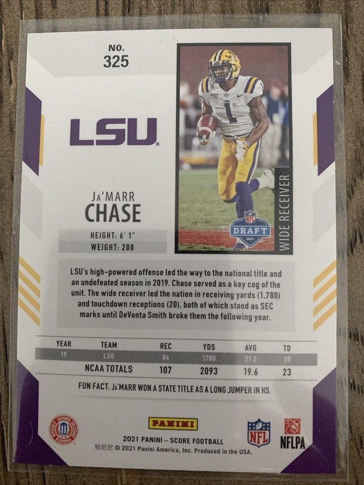 Ja'Marr JaMarr Chase ROOKIE CARD 2021 Panini Score #325 Superstar ...