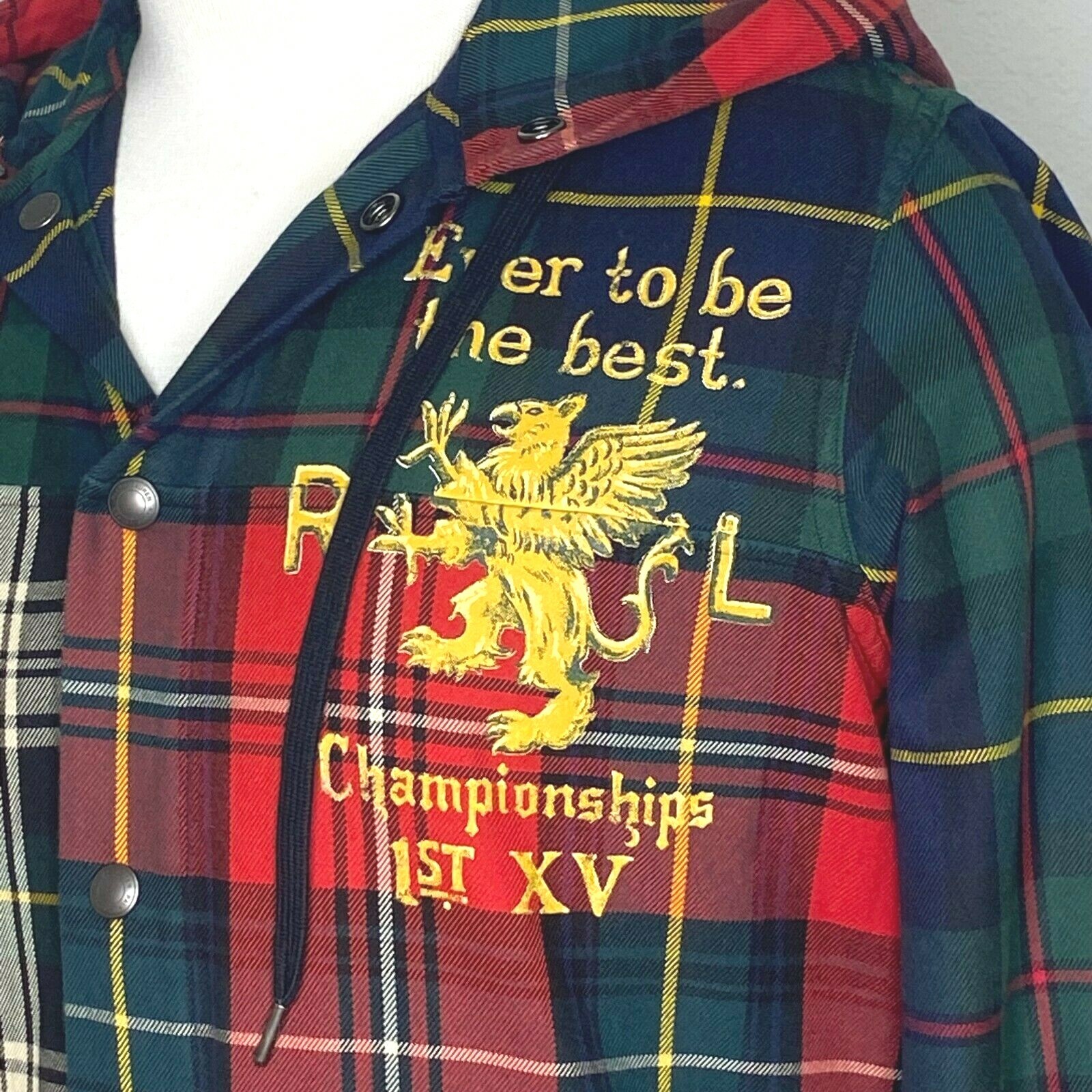 Polo Ralph Lauren Patchwork Crest Snap Button Hoodie Shirt Jacket NWT ...