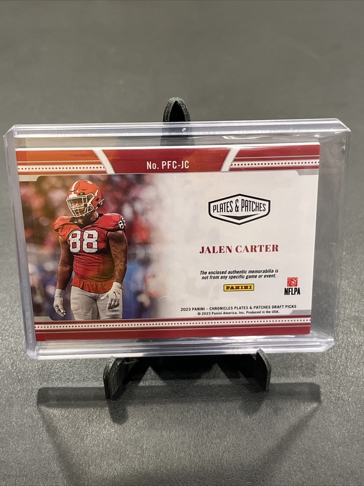 Jalen Carter 2023 Panini Chronicles Draft Picks Plates & Patches Rookie ...