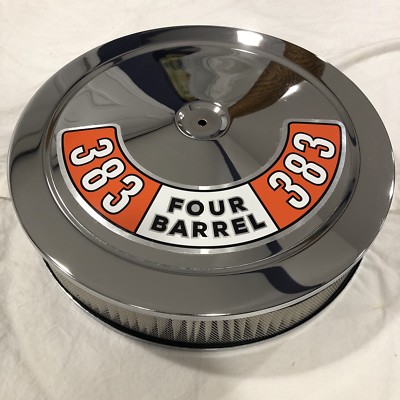 Chrome Air Cleaner White Filter 383 Orange dodge Edelbrock Carburetors ...