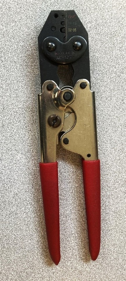 Raychem AD-1377 22-16 AWG Ratcheting Crimper Tool Commercial Grade Butt ...