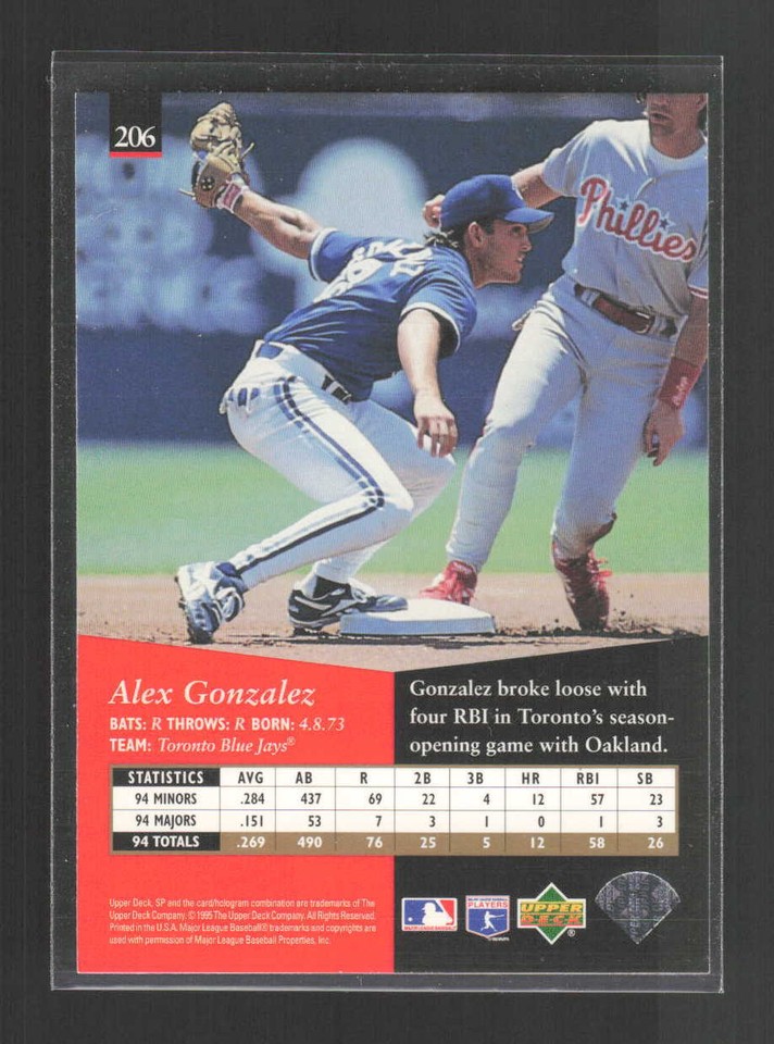 Alex Gonzalez 1995 SP Superbafoil Toronto Blue Jays #206 | eBay