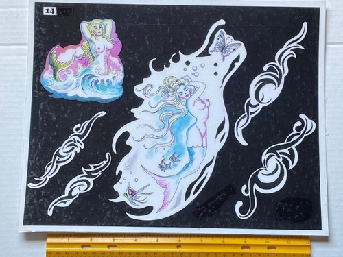 Vintage Art Tattoo Flash Sheet #14 Mermaid | eBay